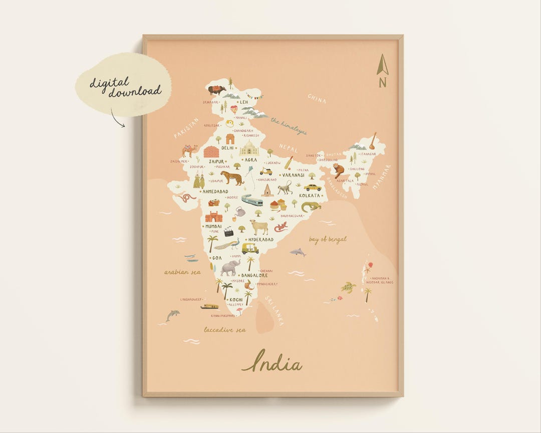 Illustrated Map of India - India Map | India Poster | India Travel ...