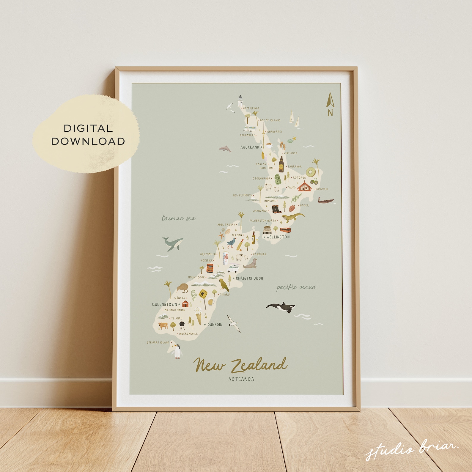 Map of New Zealand | Illustrated NZ Map | NZ Print | Map Illustration ...