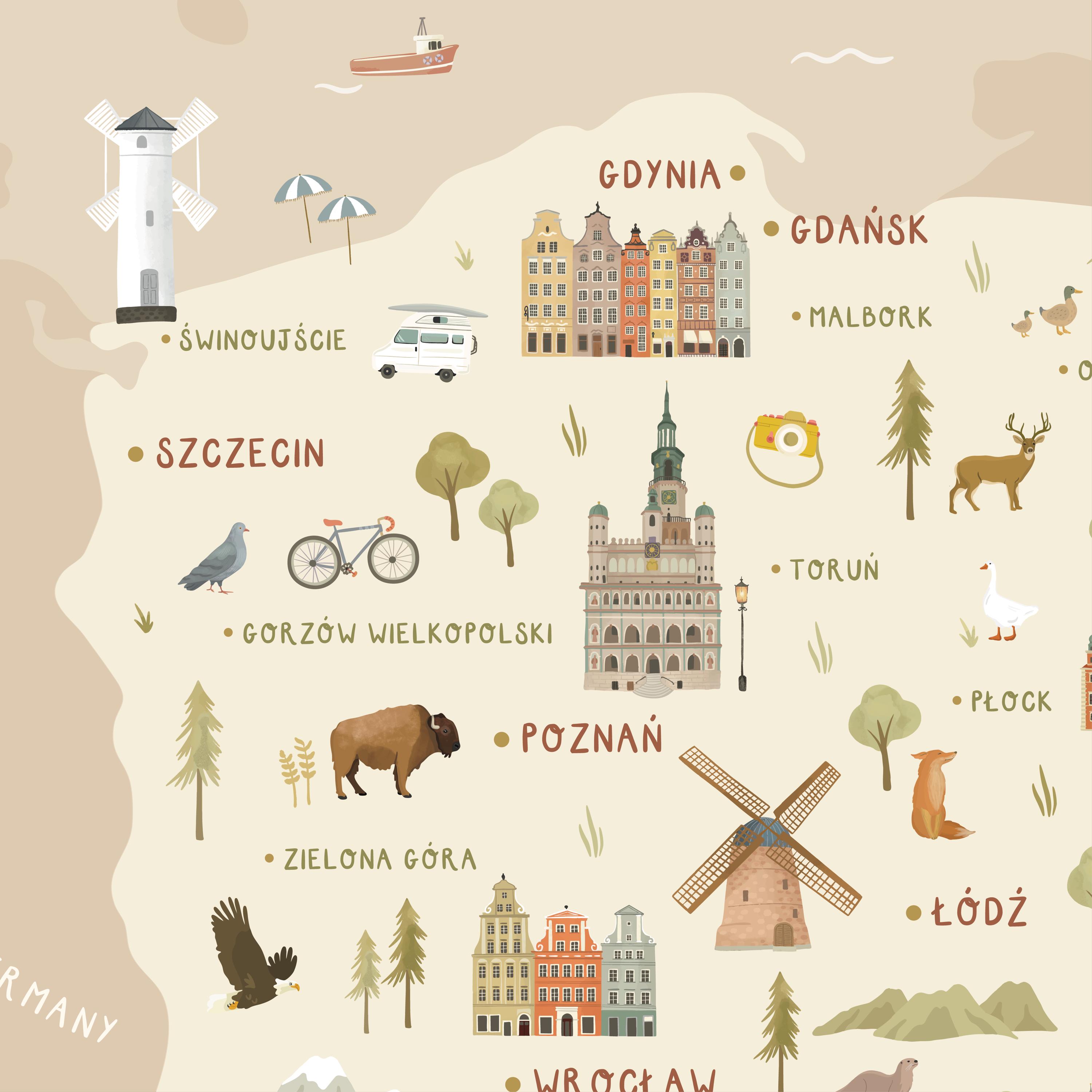 Illustrated Map of Poland - Poland Map | Poland Poster | Poland Travel ...