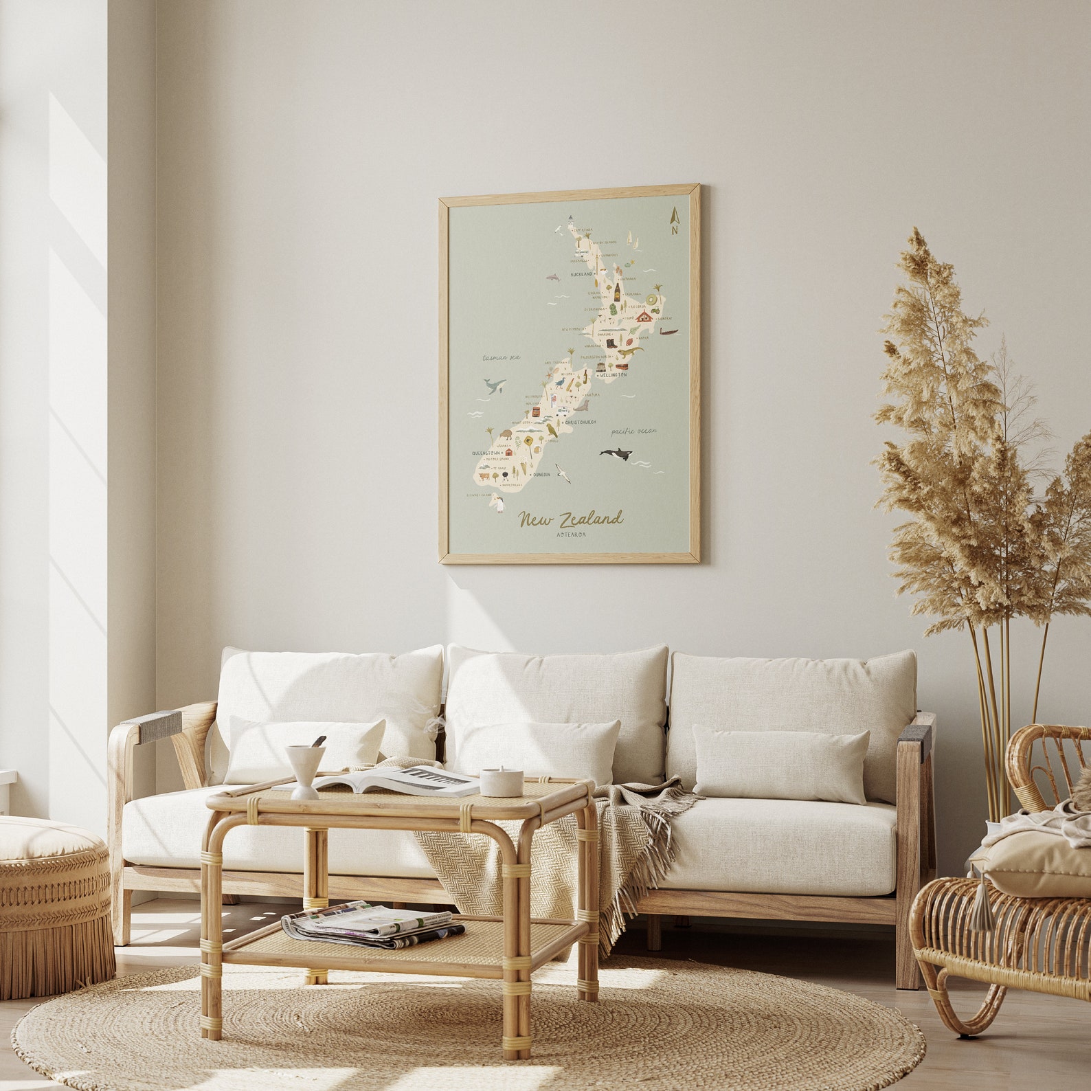 Map of New Zealand | Illustrated NZ Map | NZ Print | Map Illustration ...