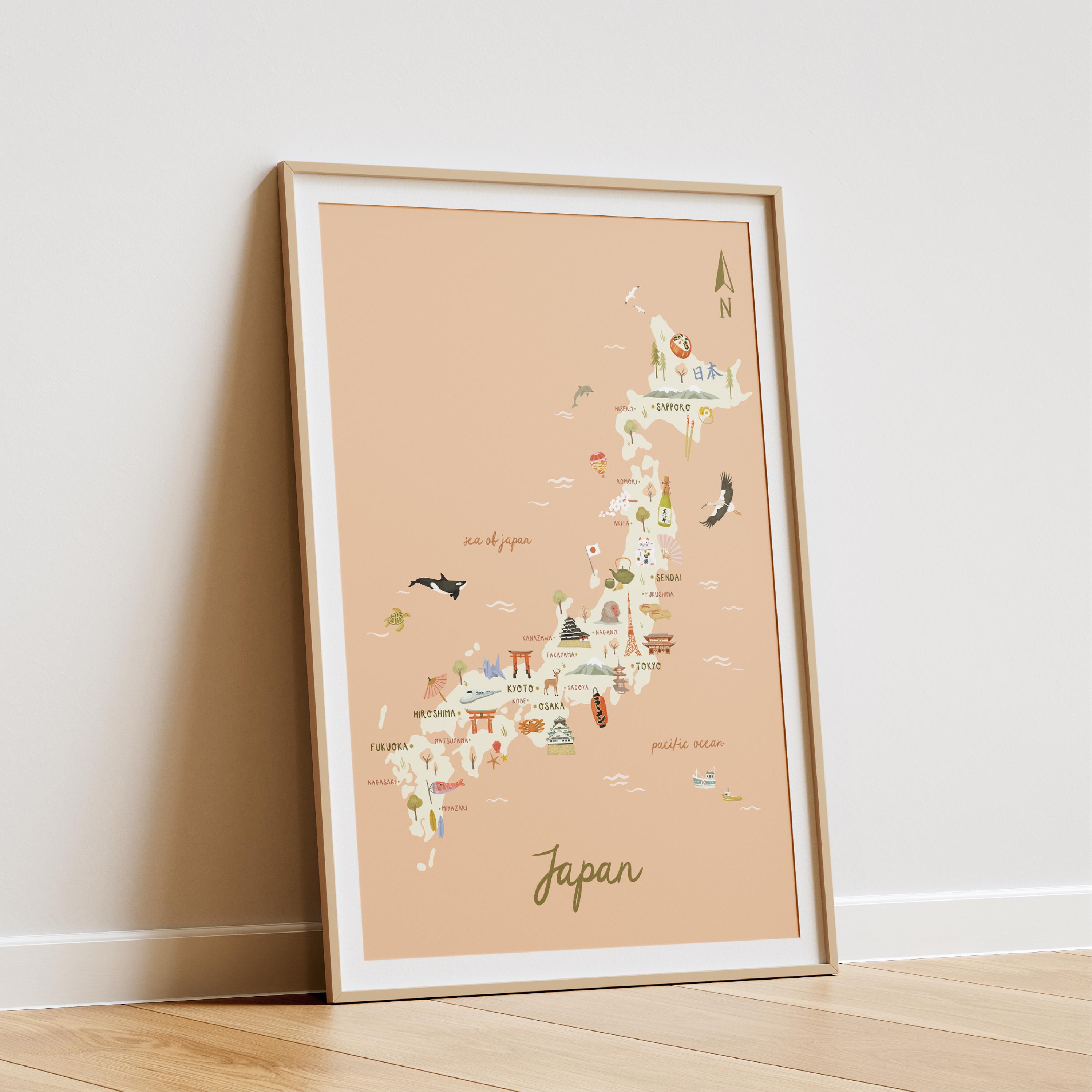 Illustrated Map of Japan - Japan Map | Japan Poster | Japan Travel ...