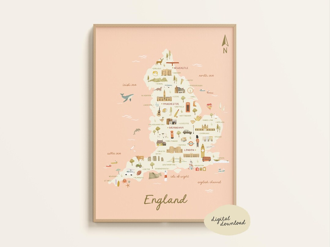Illustrated Map of England - England Map | England Poster | England ...