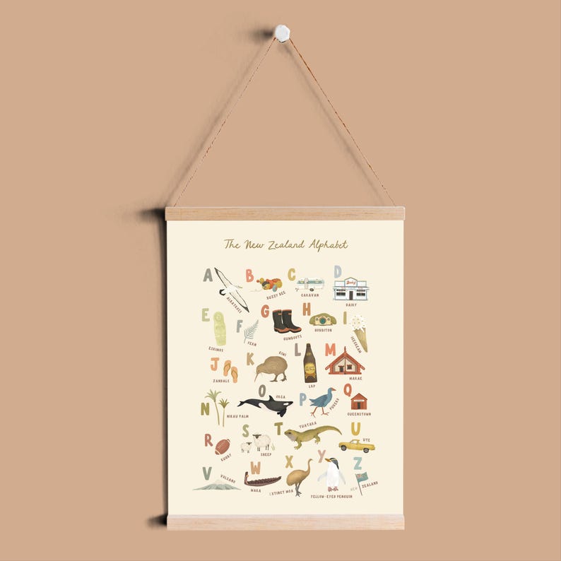 New Zealand Alphabet Print - NZ Print | NZ Alphabet Wall Art ...