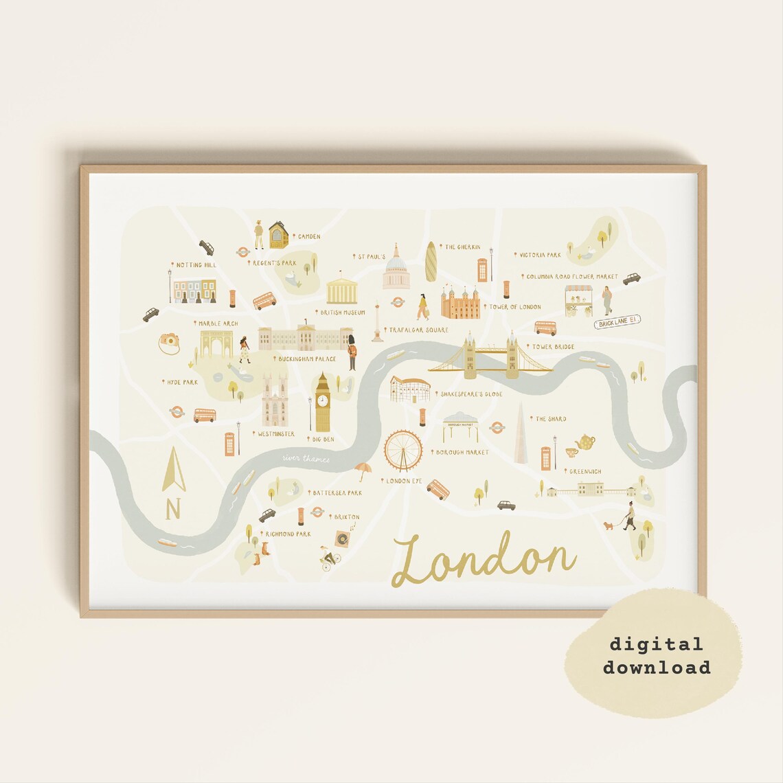 Map of London | Illustrated London Map | London Print | Map ...