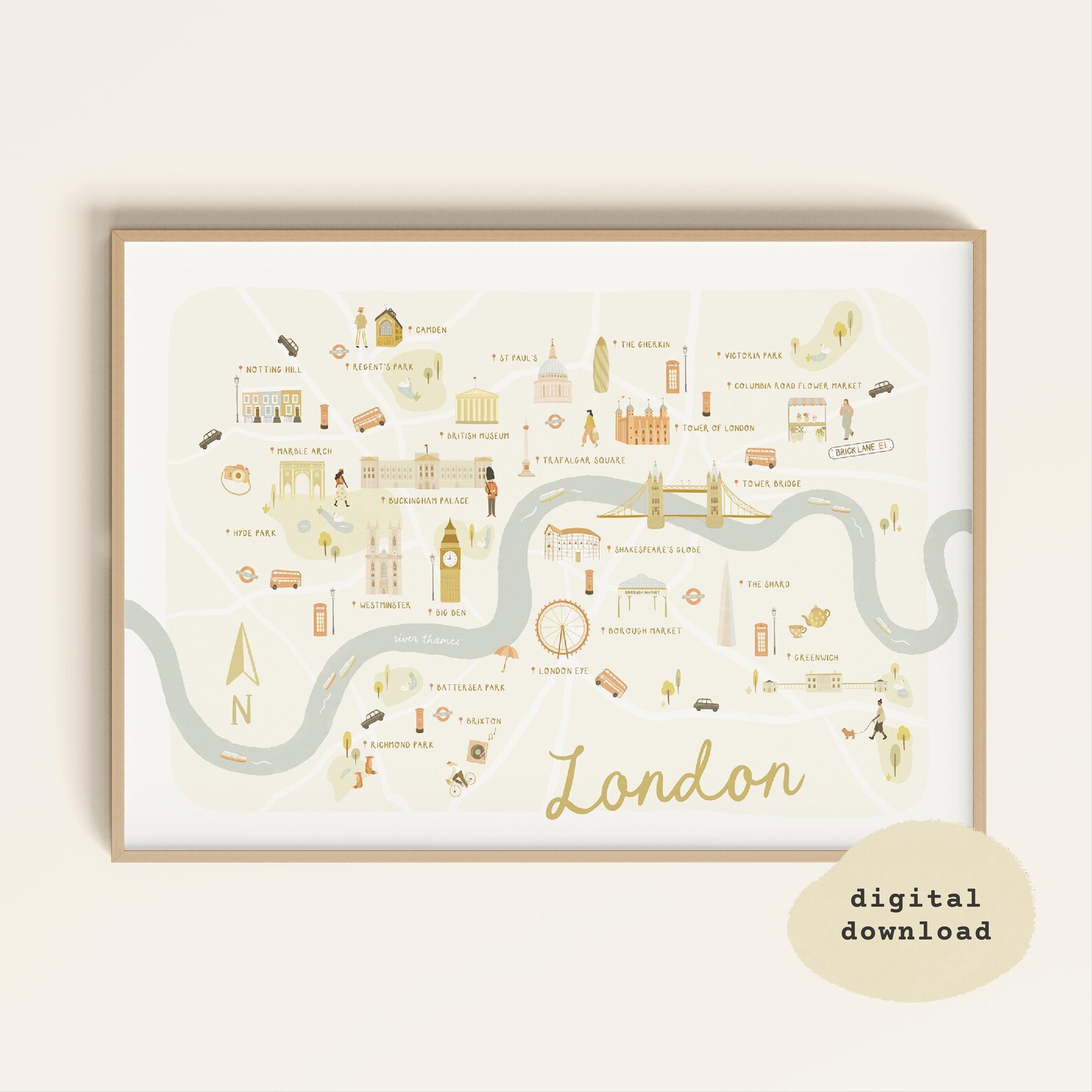 Map of London | Illustrated London Map | London Print | Map ...