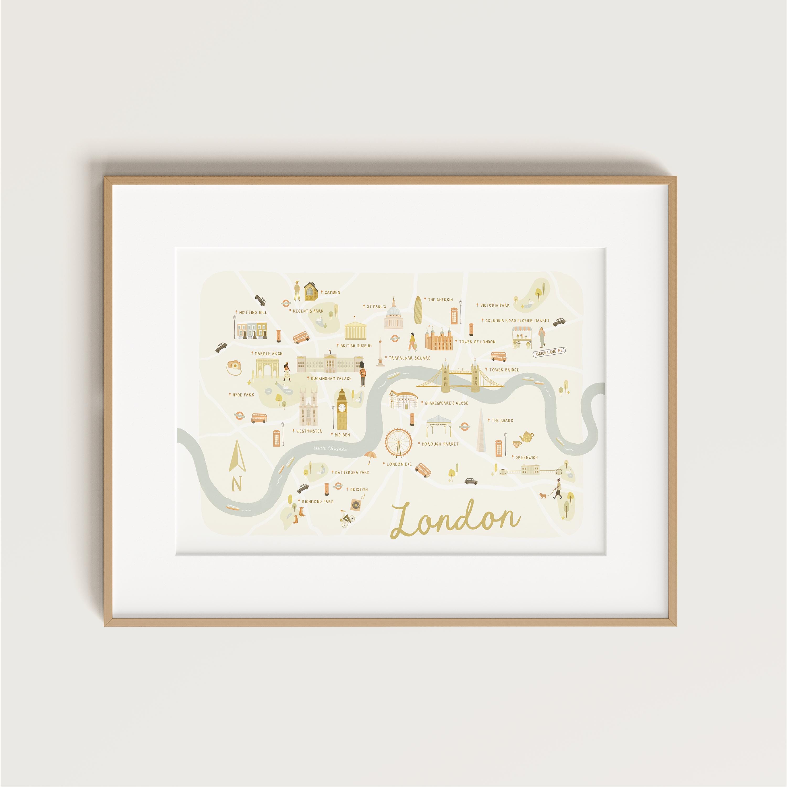 Map of London | Illustrated London Map | London Print | Map ...