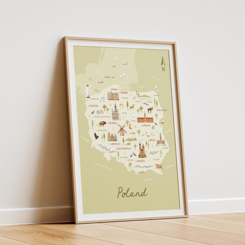 Illustrated Map of Poland - Poland Map | Poland Poster | Poland Travel ...