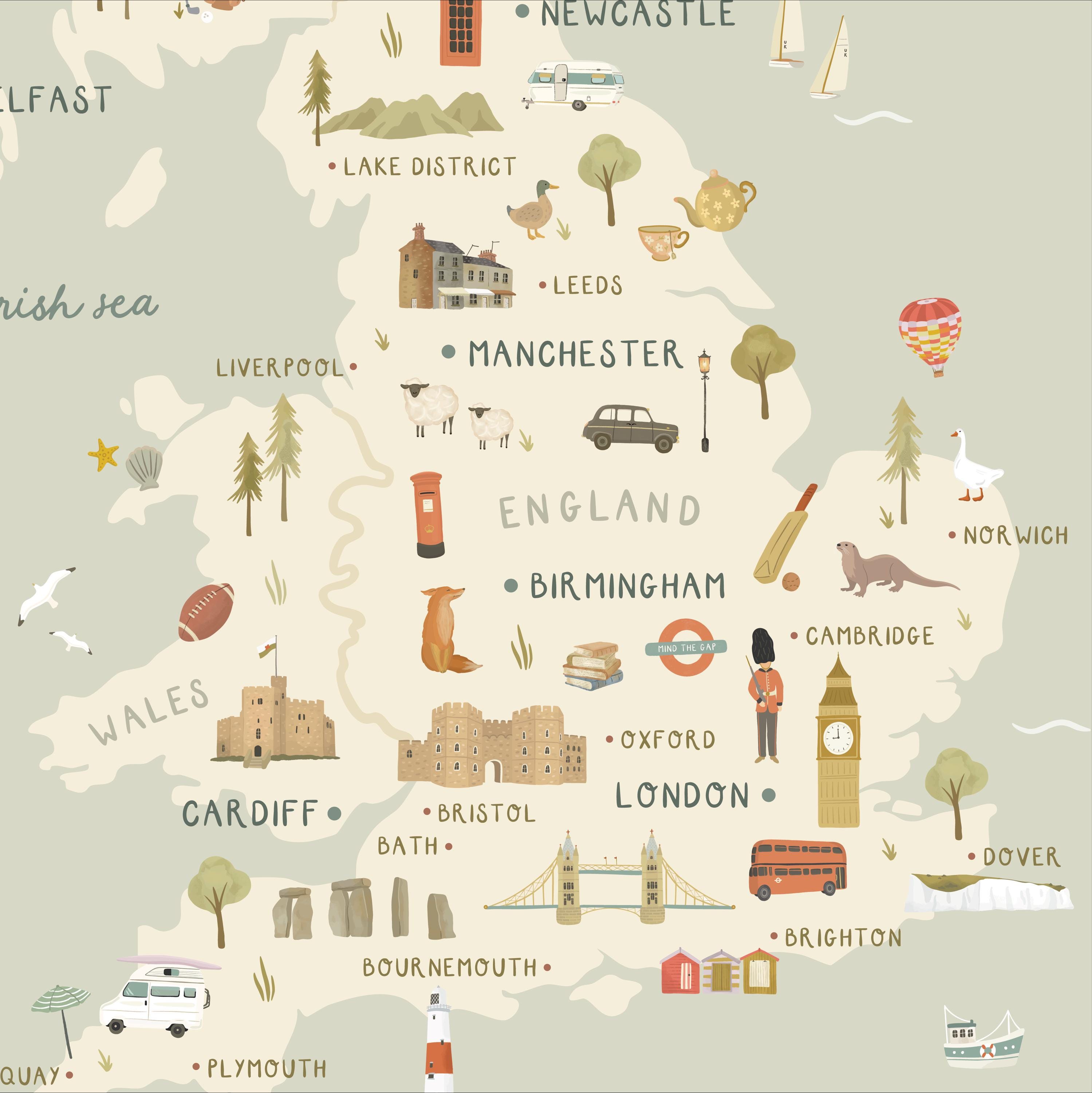 Map of United Kingdom | Illustrated UK Map | UK Print | England Map | Travel Map Poster ...