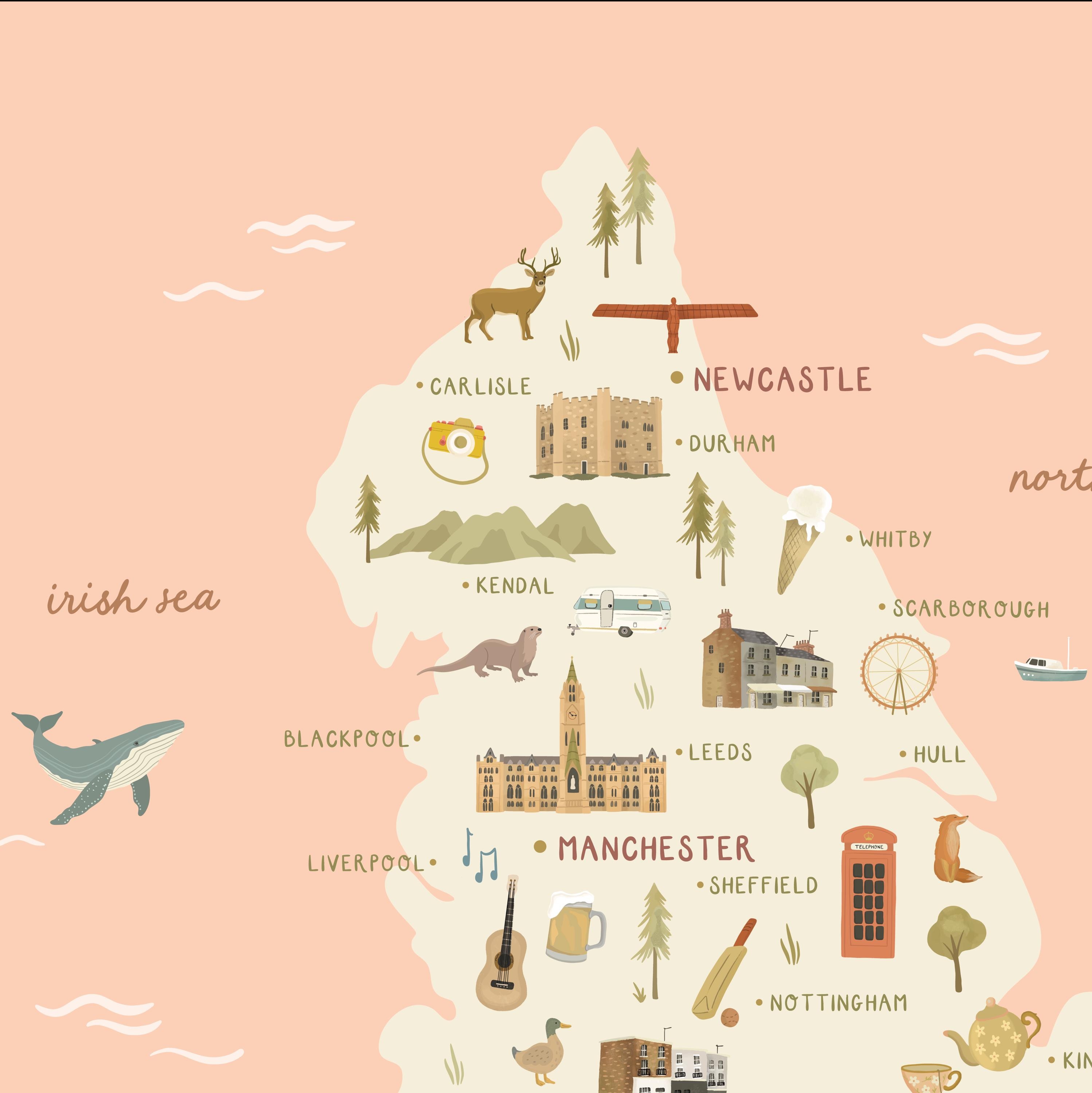 Illustrated Map of England - England Map | England Poster | England ...