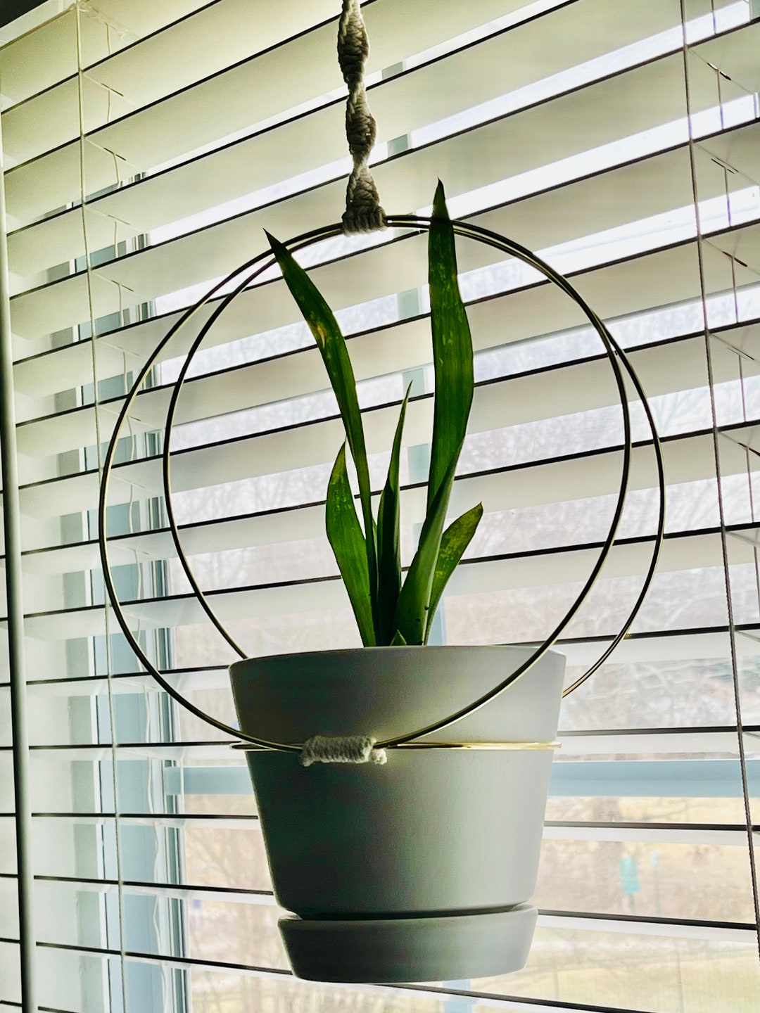 Metal and Macrame Hoop Plant Hanger - Etsy