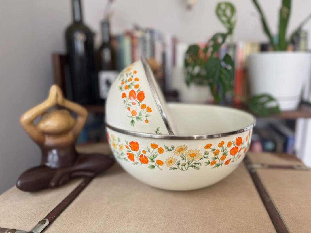 Set of 2 Kobe Kitchen Japanese Orange Flower Bowls - Etsy