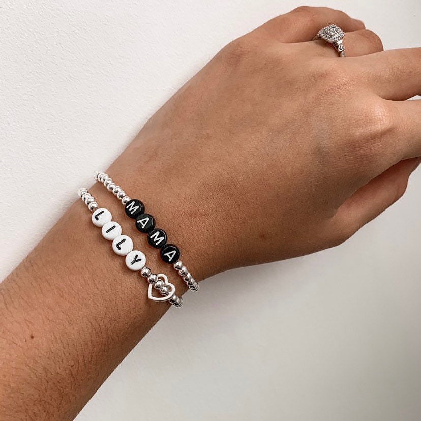 SILVER Plated Heart Name Bracelet Name Bracelet Bespoke - Etsy UK