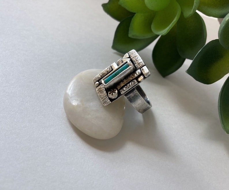 Handcrafted Statement Ring: Sterling Silver, Turquoise, Mosaic - Etsy