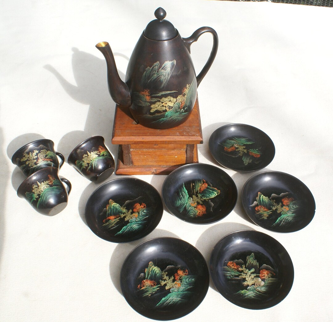 Japanese 10 Pc Tea Set, Cups, Saucers, Pot, Vintage - Etsy