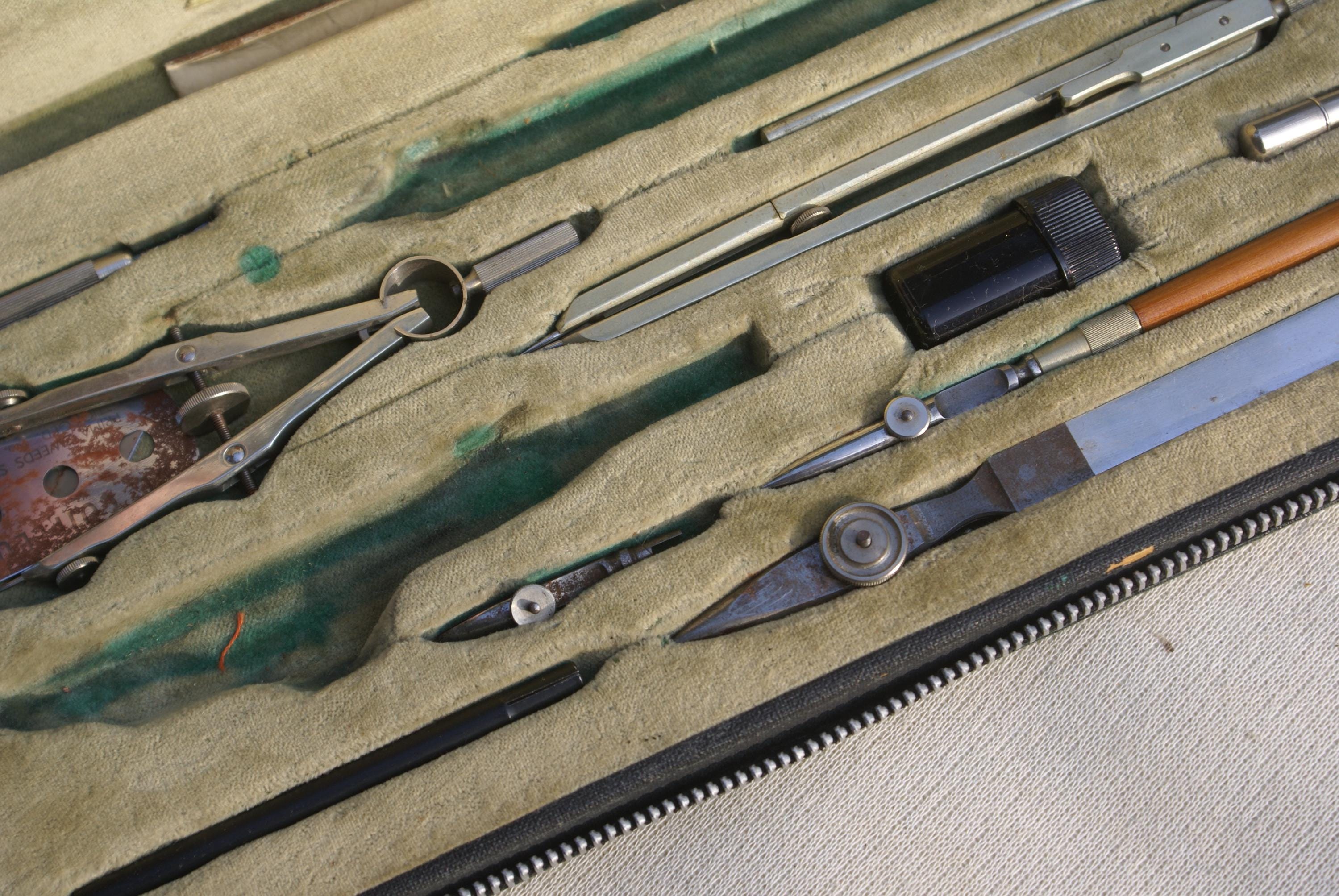 Original 1950s Mechanical Drafting Tool Set of Dividers and Compasses ...