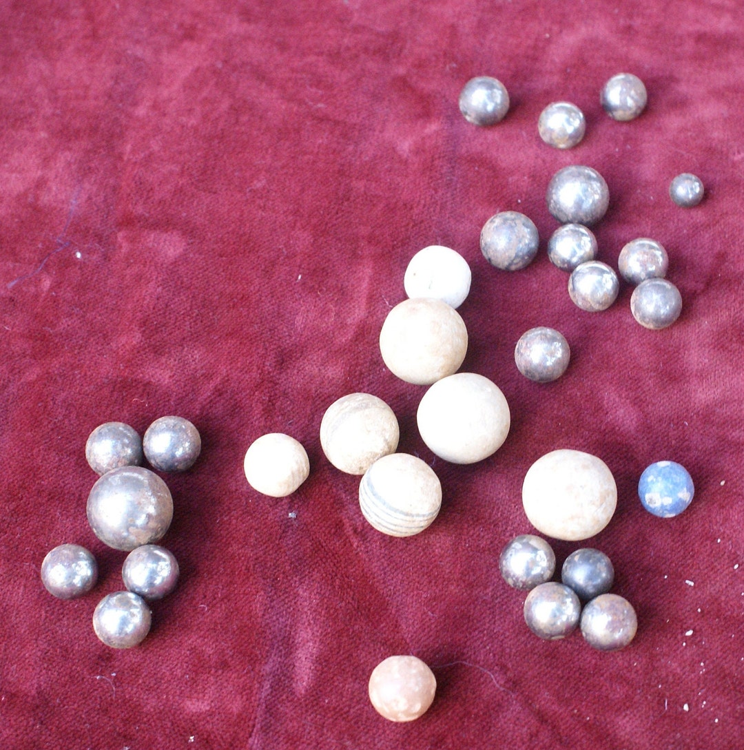 27 Antique Dutch Clay Marbles, Some Rare, Iron Marbles - Etsy