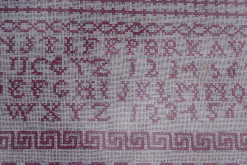 Antique Framed, Authentic Alphabet Sampler, Dutch, 1917, Redwork. - Etsy
