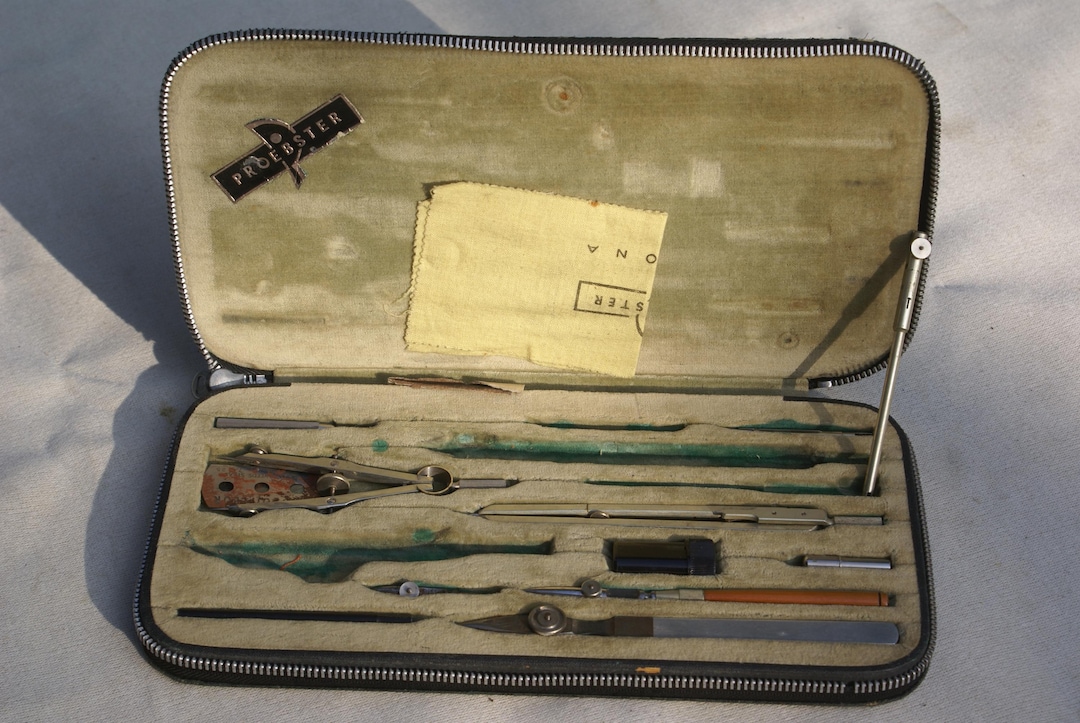Original 1950s Mechanical Drafting Tool Set of Dividers and Compasses ...