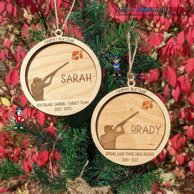 Nothin' but Dust Trapshooting Skeet Wood Christmas Ornament Bauble ...
