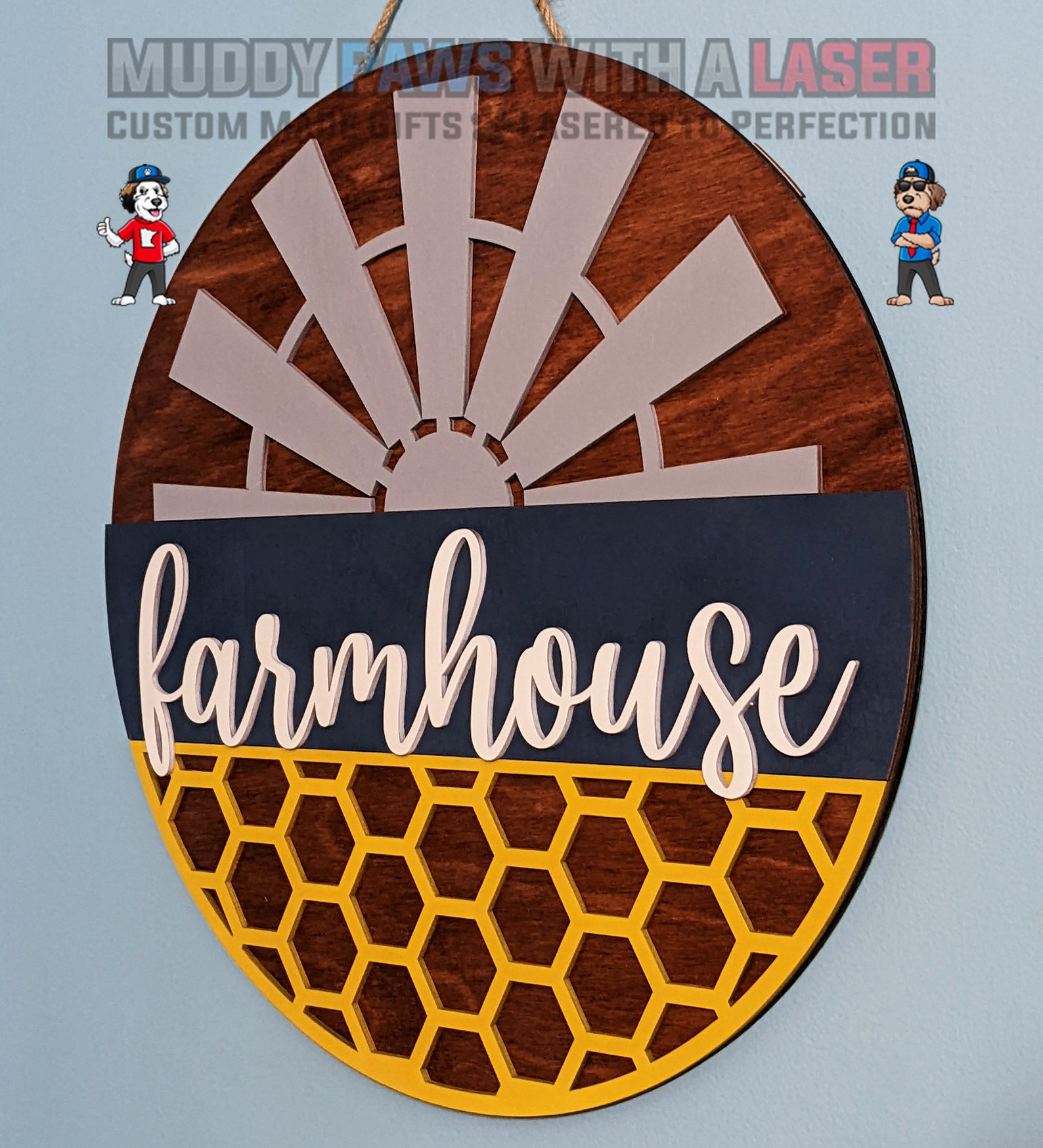 16 Inch Round Farmhouse Laser Engraved Wood Sign 2 Options - Etsy