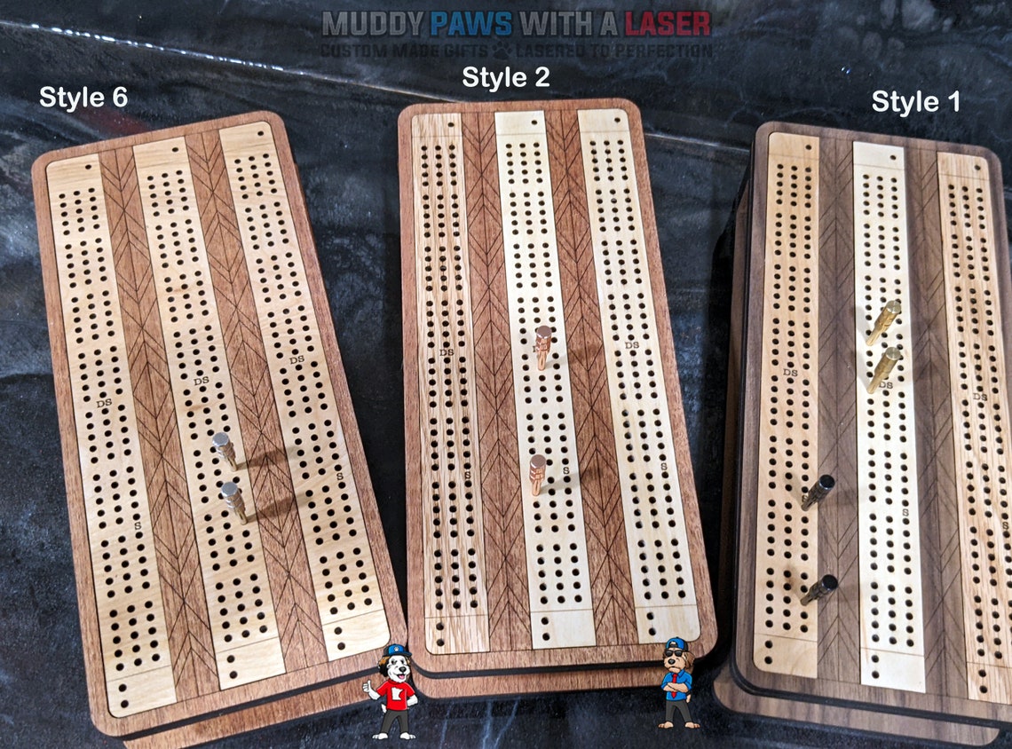 Cribbage Board With Storage Cards & Pegs Included Custom - Etsy