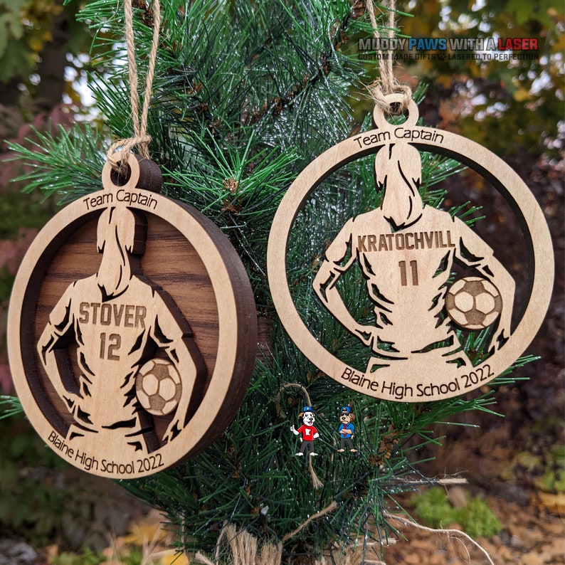 Personalized Wood Soccer Player Christmas Tree Ornament - Etsy