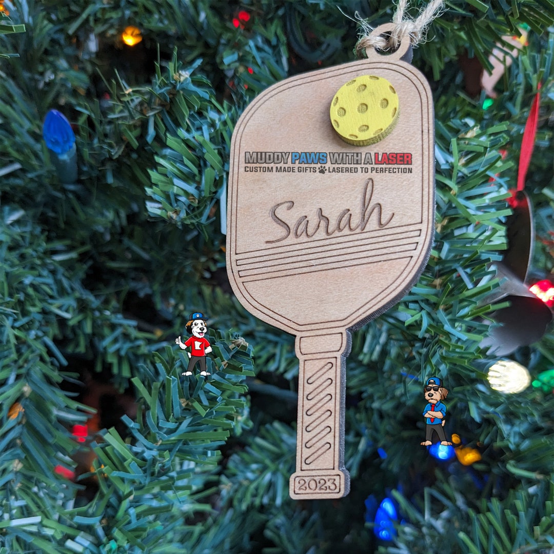 Personalized Pickleball Paddle Christmas Wood Ornament - PB Players Pro ...