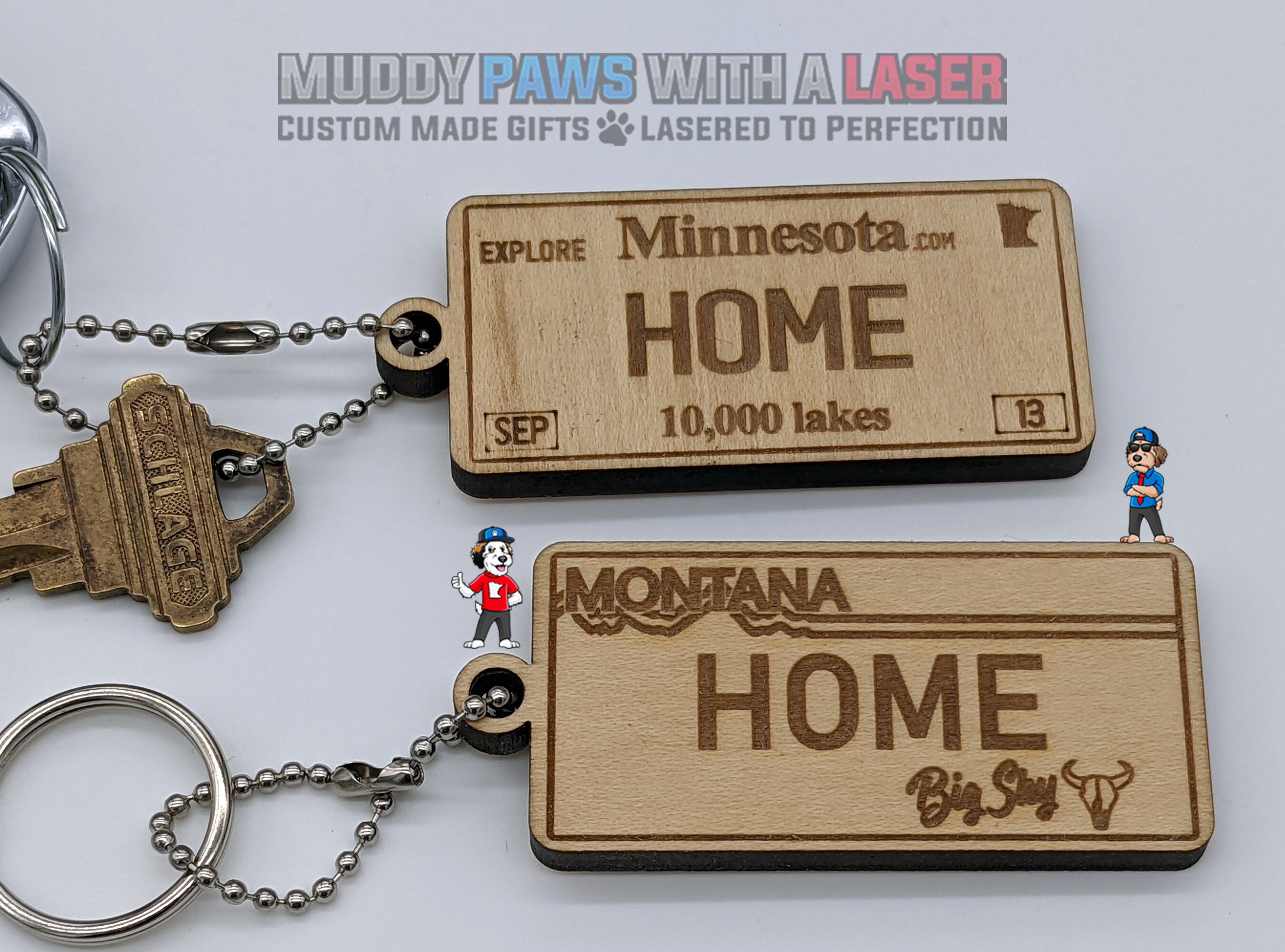 Personalized Minnesota License Plate Maple Key Chains! Land of 10,000 ...