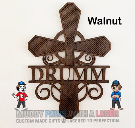 Large Split-name Cross - Laser Engraved Basic Cross - Cross Wall ...