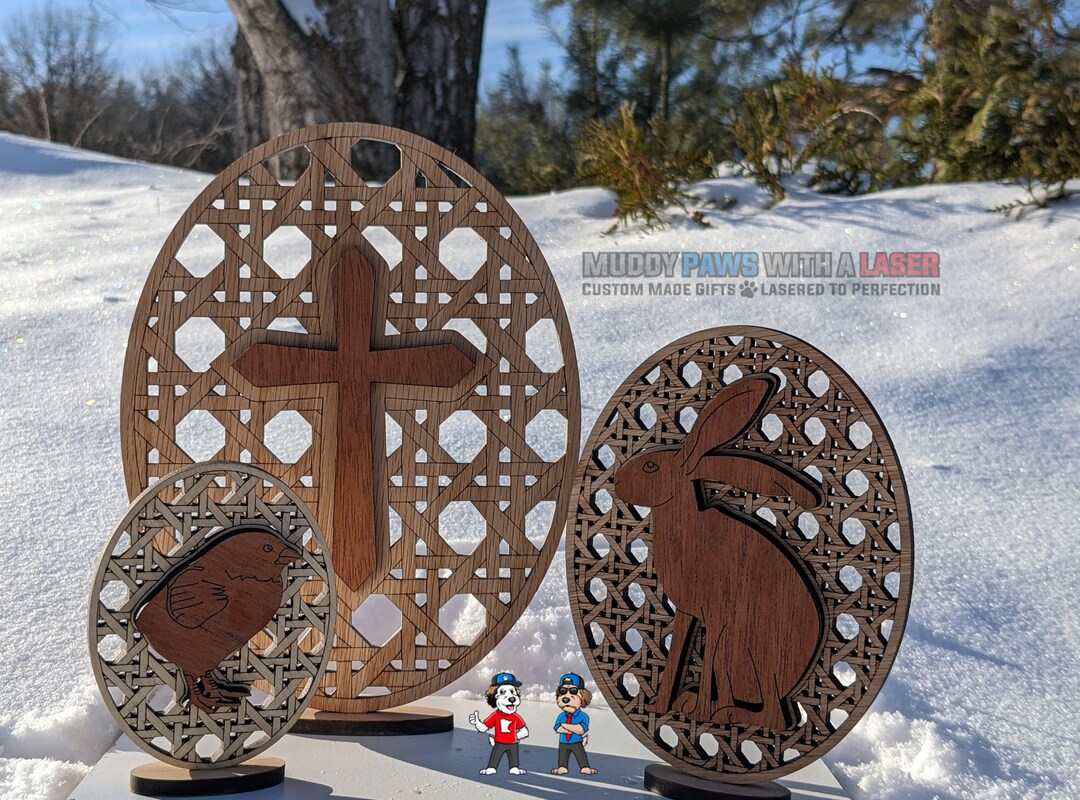 Freestanding Rattan Cane Weave Easter Egg - Chick - Rabbit - Cross ...
