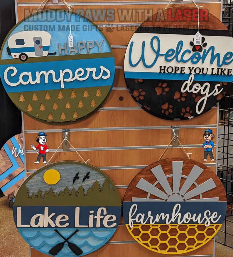 16 Inch Round Lake Life Laser Engraved Wood Sign - Fishing - Cabin ...