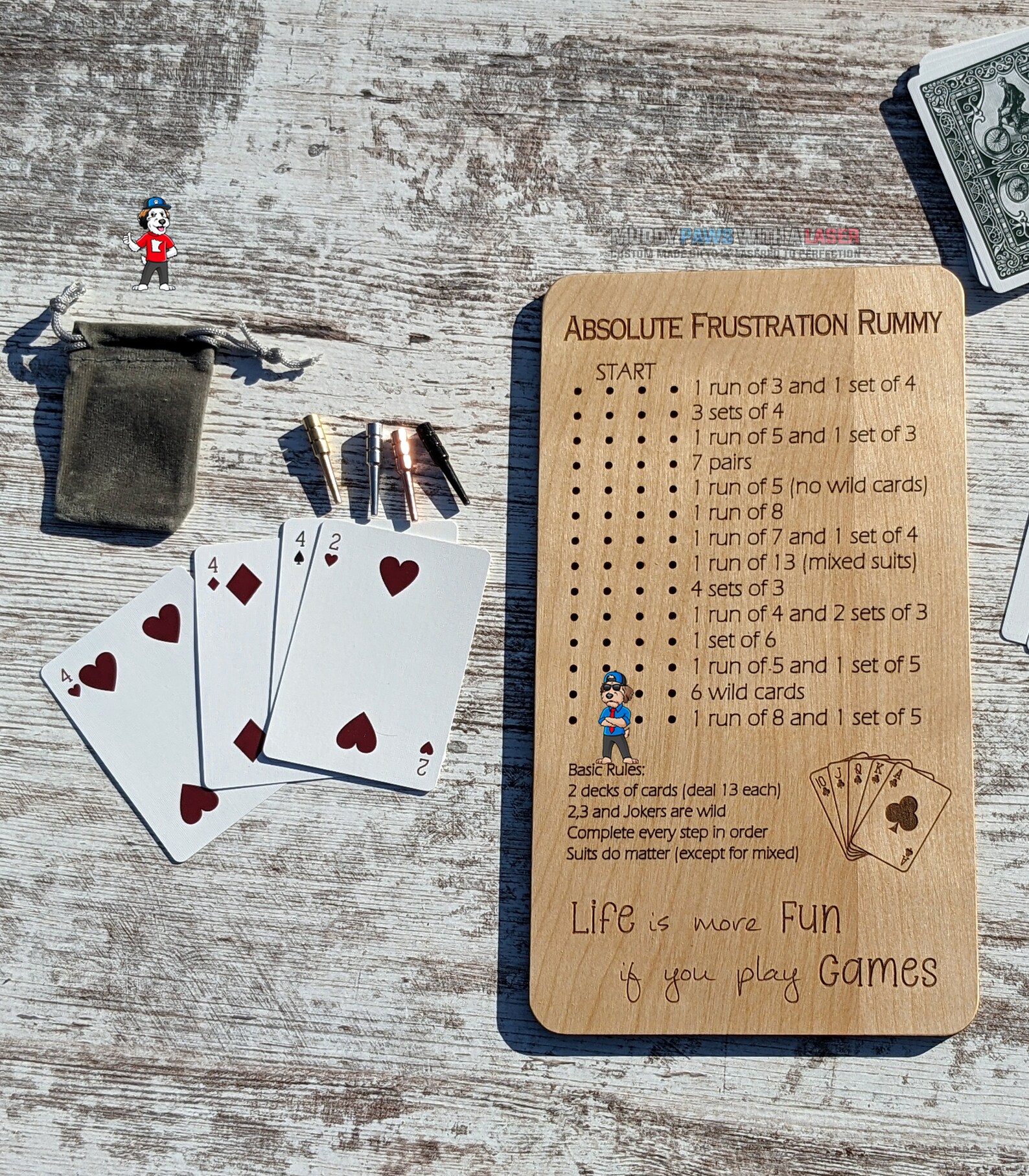 Personalized Mini Wood Cribbage Board With Pegs & Pouch - Etsy