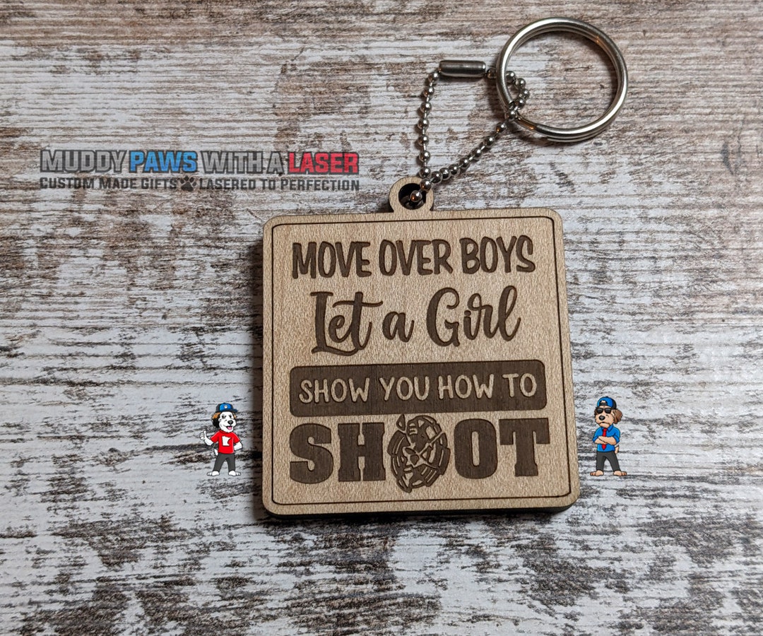 Move Over Boys Girl Can Shoot Trapshooting Skeet Clay Keychain ...