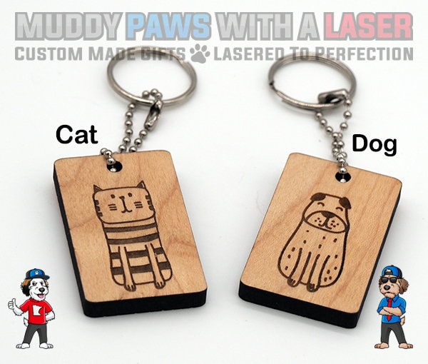 Funny Cat and Dog Wood Keychains 2 Sizes and 6 Different | Etsy