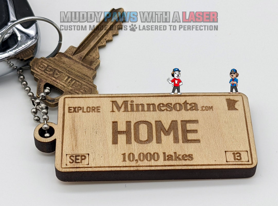 Personalized Minnesota License Plate Maple Key Chains! Land of 10,000 ...