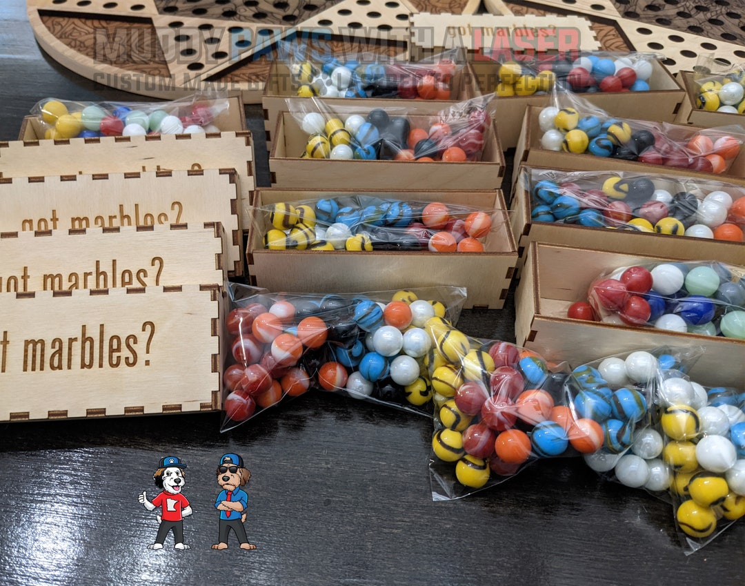 60 Fancy Glass Marbles 9/16" W/laser Engraved Box - Got Marbles? 6 ...