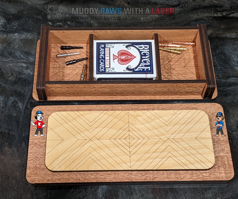 Cribbage Board With Storage Cards & Pegs Included Custom - Etsy