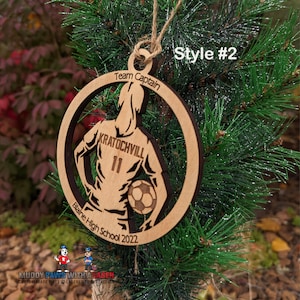 Personalized Wood Soccer Player Christmas Tree Ornament - Junior High ...