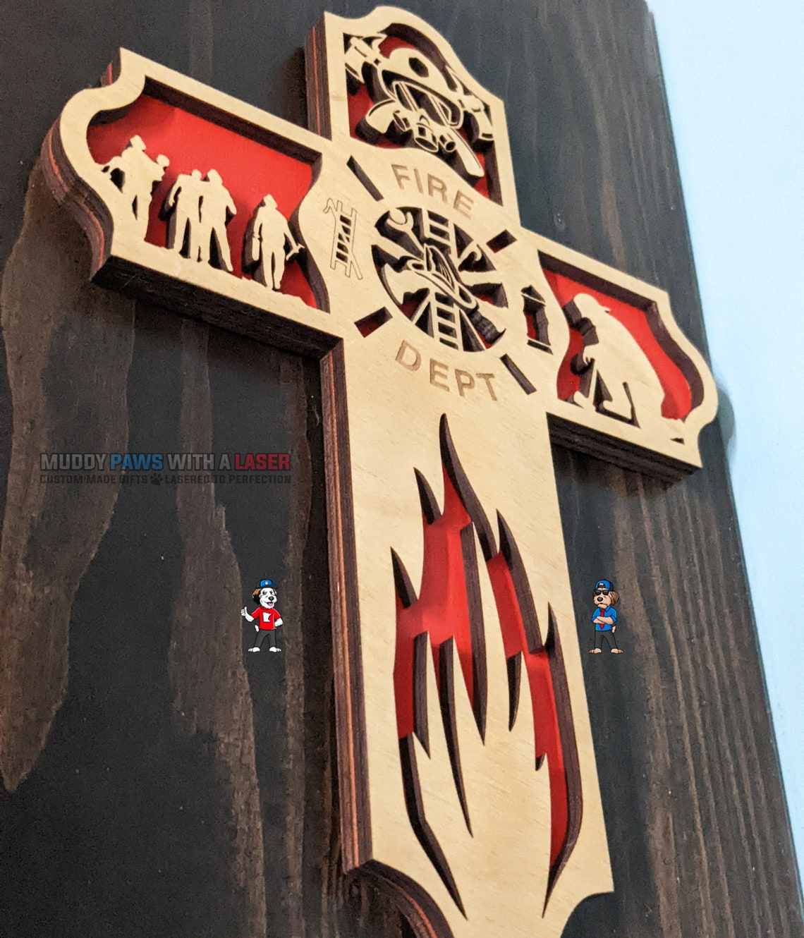3D Wooden Cross Hunter Life or Firefighter Memorial - Etsy