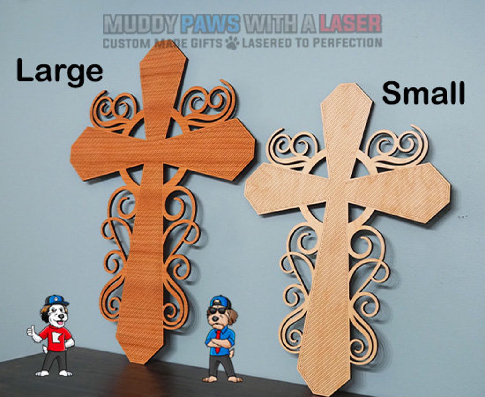 Large Split-name Cross - Laser Engraved Basic Cross - Cross Wall ...