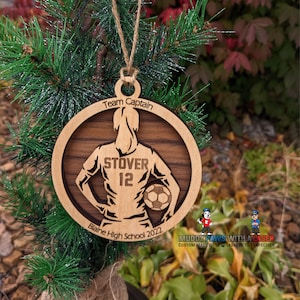 Personalized Wood Soccer Player Christmas Tree Ornament - Junior High ...
