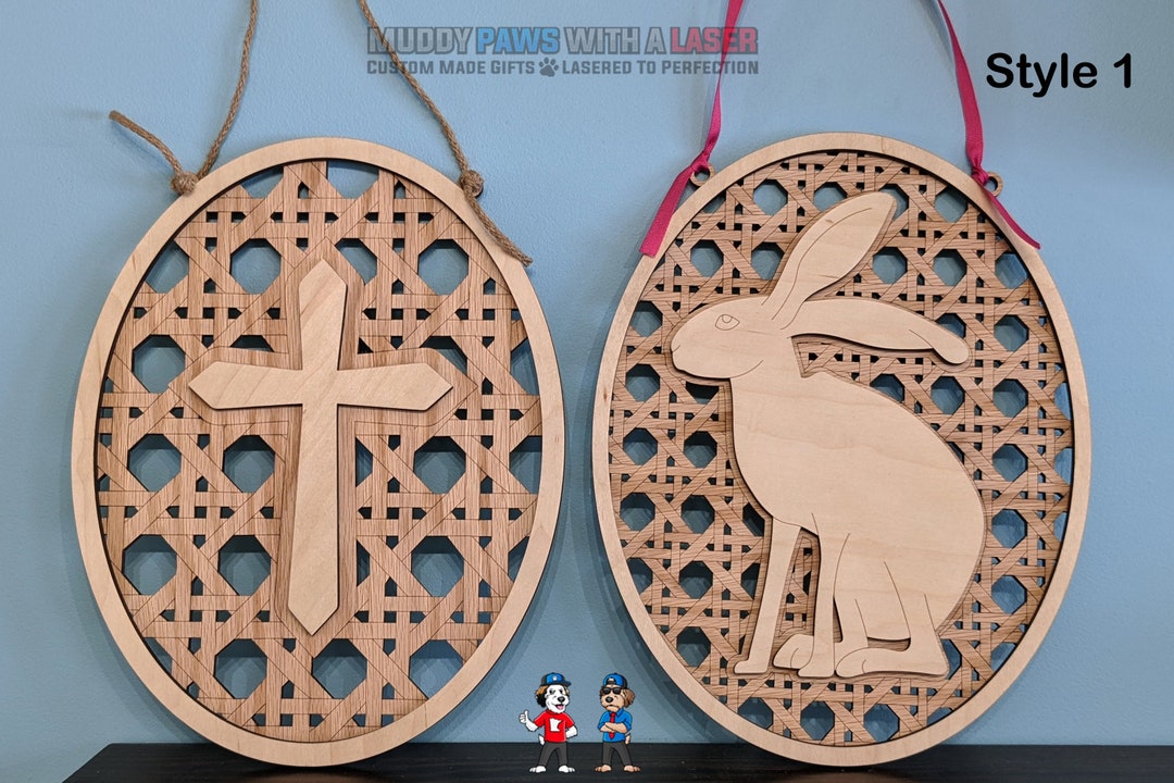 Wall Cross or Rabbit Cane Weave Rattan Hanging Wall Sign - Traditional ...