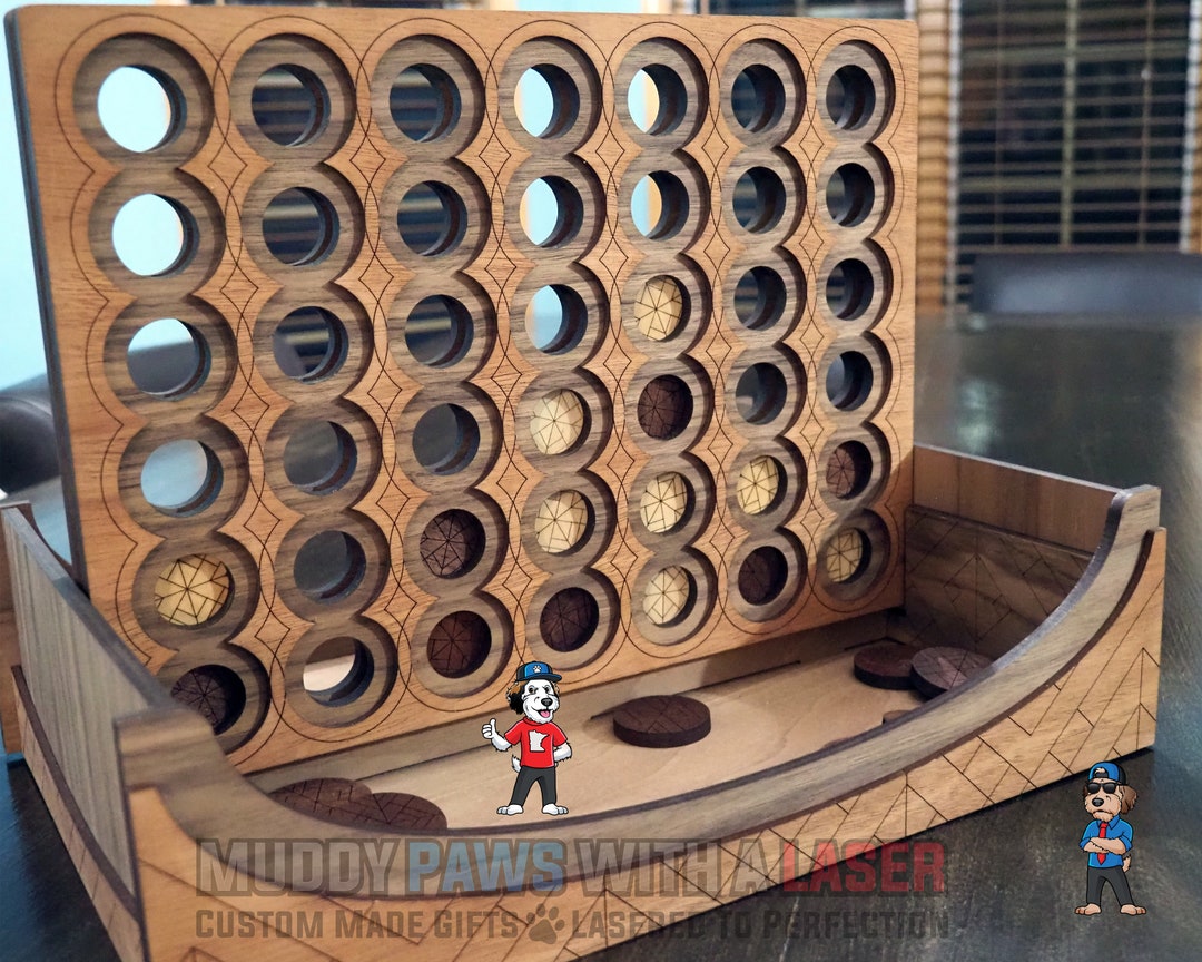 Four in A Row Game Handmade 42 Chips Box Included Easy - Etsy