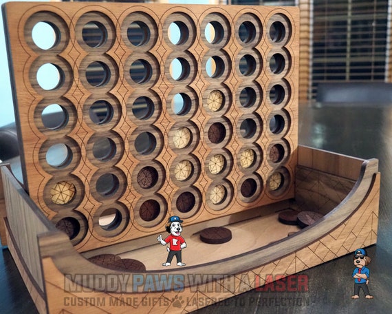 Four in A Row Game Handmade 42 Chips Box Included Easy | Etsy