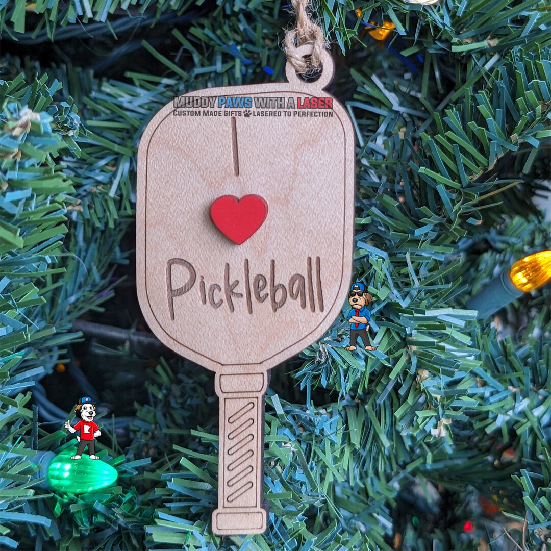 Brand New Pickleball Paddle Christmas Wood Ornament - Add Year, PB ...