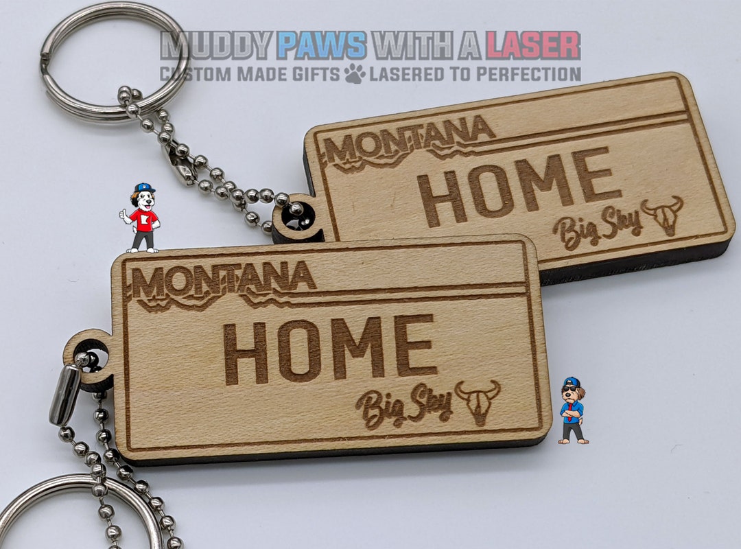 Personalized Montana License Plate Maple Key Chains! Big Sky State - MT ...