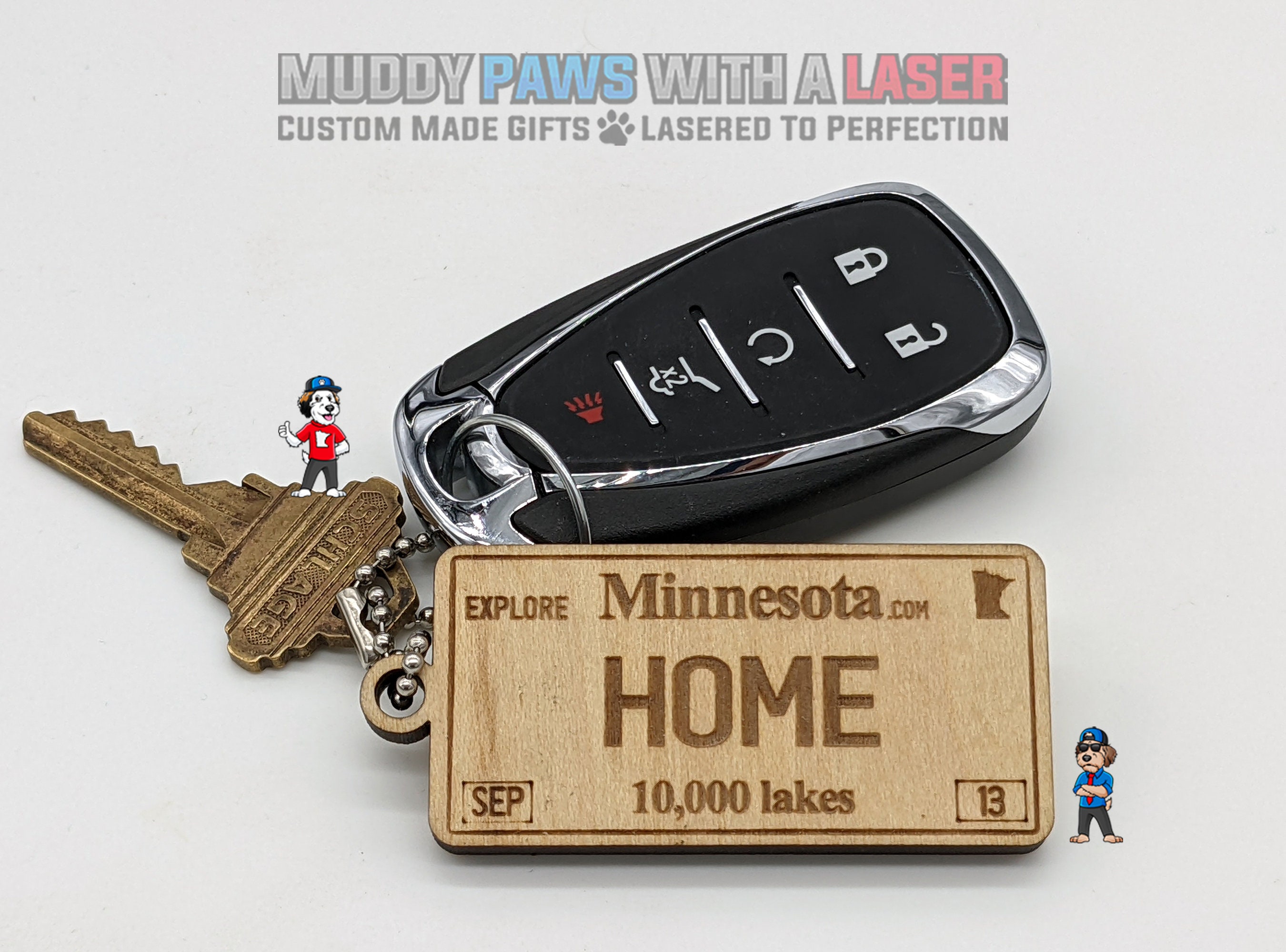 Personalized Minnesota License Plate Maple Key Chains! Land of 10,000 ...