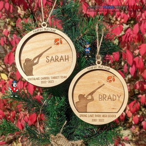 Personalized Trapshooting Skeet Wood Christmas Ornament - High School ...