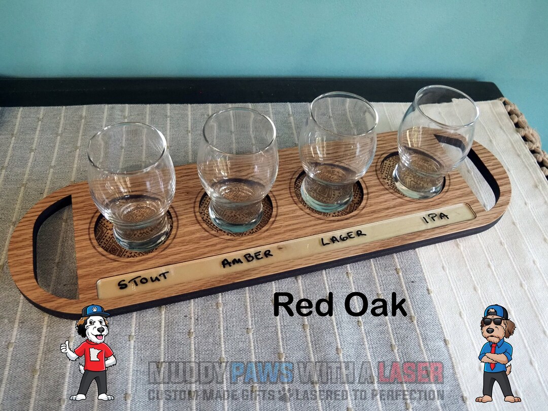 Custom Beer Whiskey Flight Board With Tasting Glasses - Bogo Inspired ...