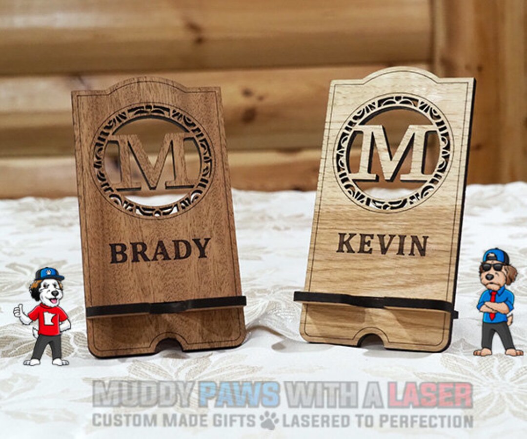 Personalized Wood Cell Phone Stands With Monogram - Docking Station ...